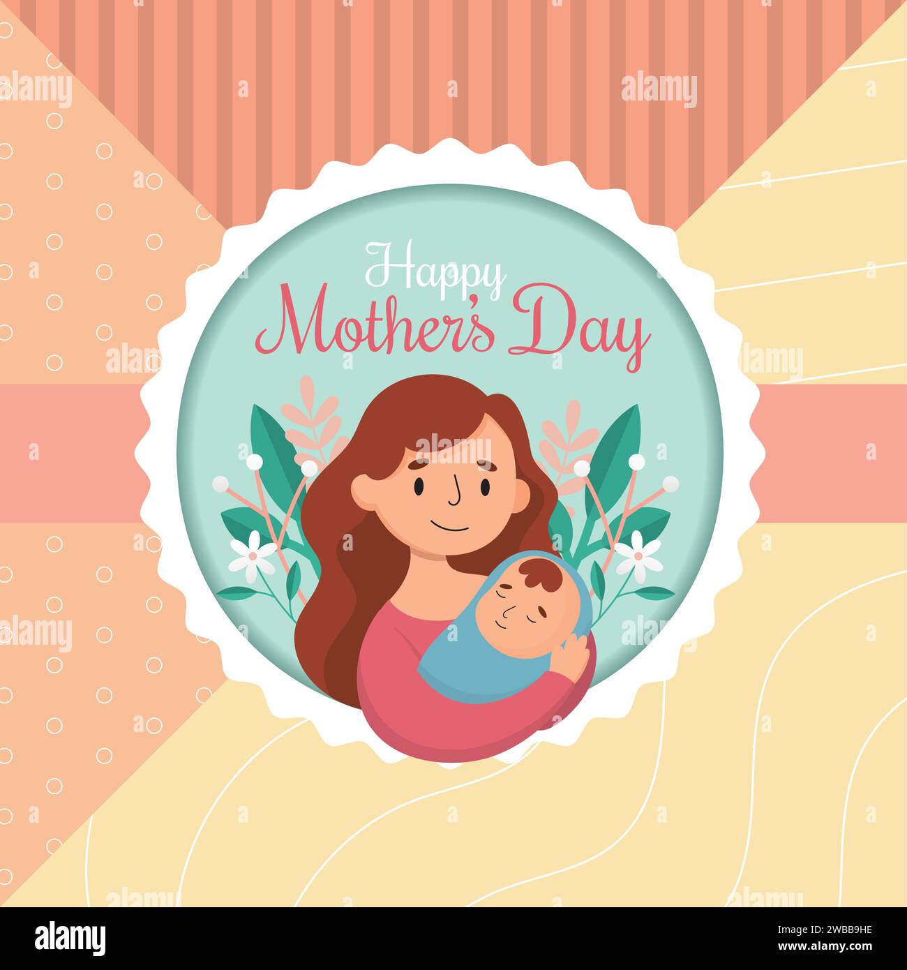 Isolated cute mother character with newborn child Mother day card Vector Stock Vector Image ...