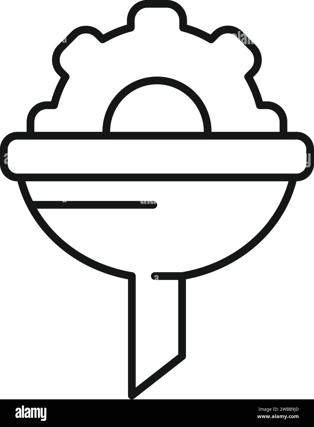 Gear funnel content filter icon outline vector. Flow process. Kit time ...