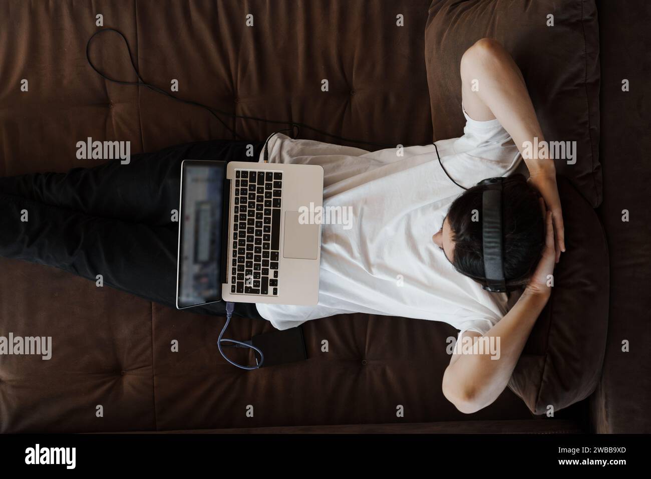 Relaxed Remote Work from Home Setup Stock Photo - Alamy