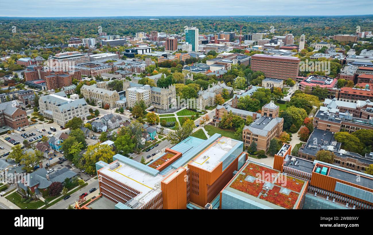 Aerial View of Urban University Campus with Historical and Modern ...