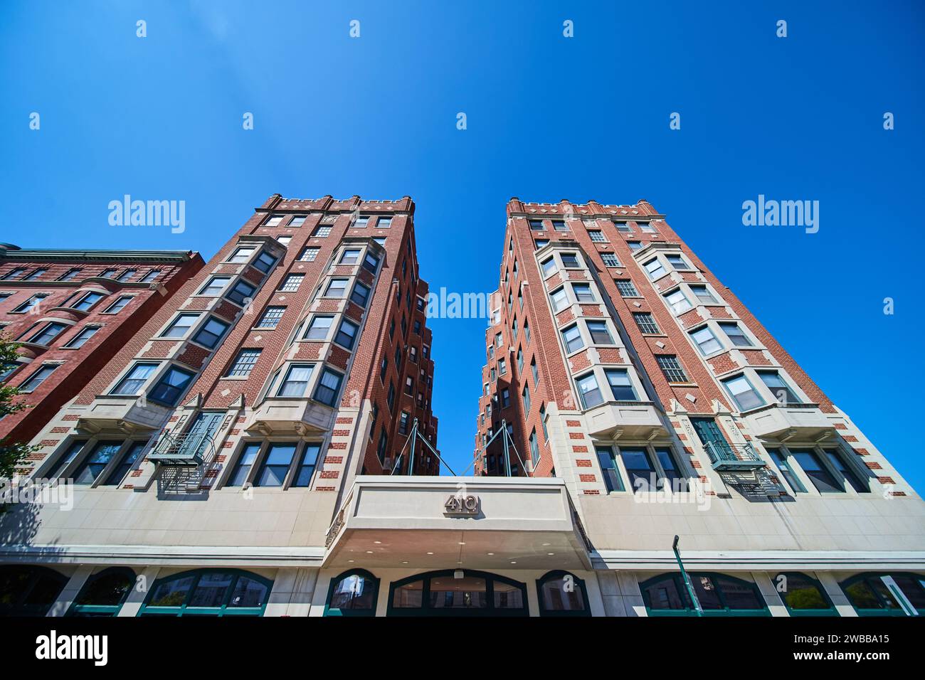 Symmetrical Red Brick Buildings with Ornate Details, Downtown ...