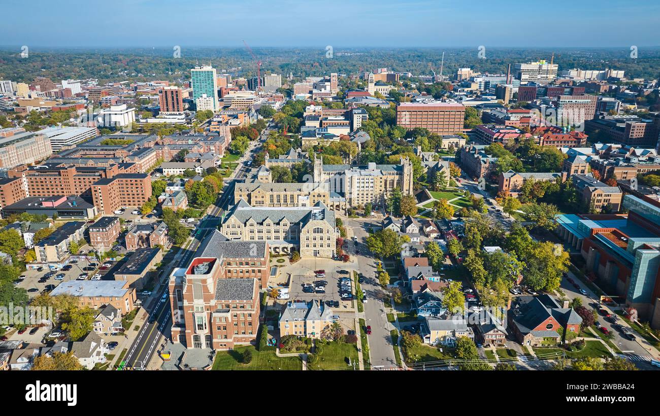 Aerial View of University of Michigan Campus and Downtown Ann Arbor Stock Photo - Alamy