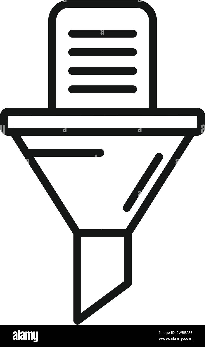 Funnel data file icon outline vector. Content filter. Clever strain ...