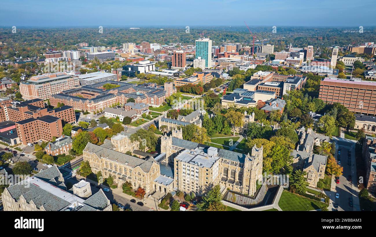 Aerial View of University of Michigan Campus and Urban Landscape Stock ...