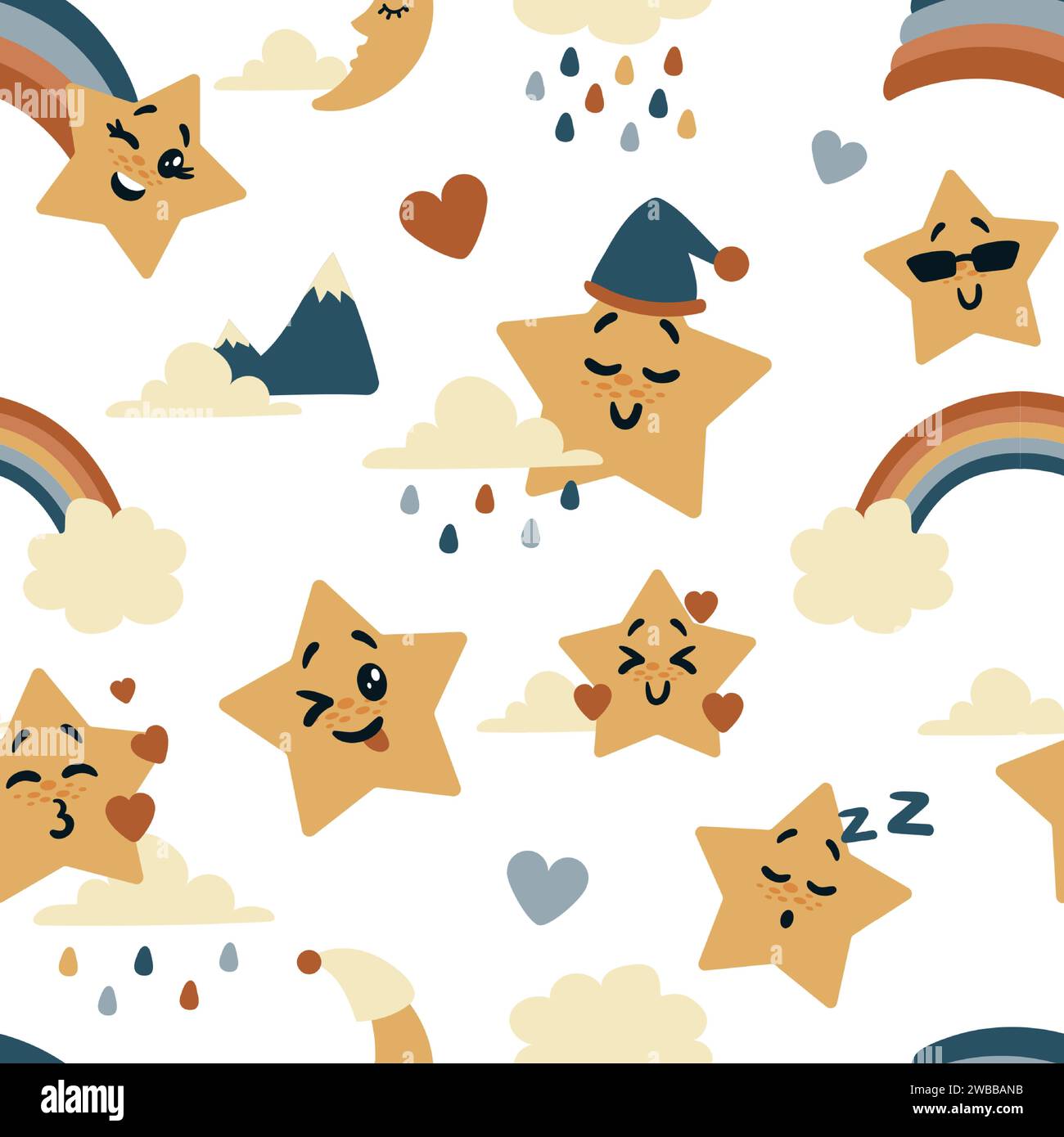 Cute kawaii star face emoticon Stock Vector Images - Alamy