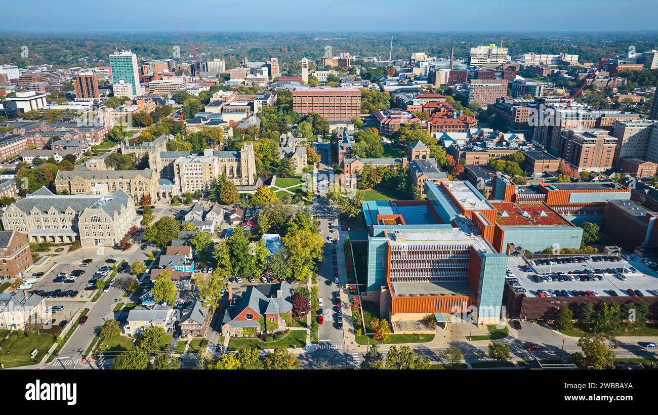 Aerial View of University Campus and Urban Mix, Ann Arbor Stock Photo ...