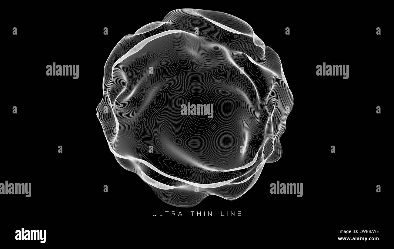 Ultra thin line fluid geometry. Dynamic vector distorted spheres Stock ...