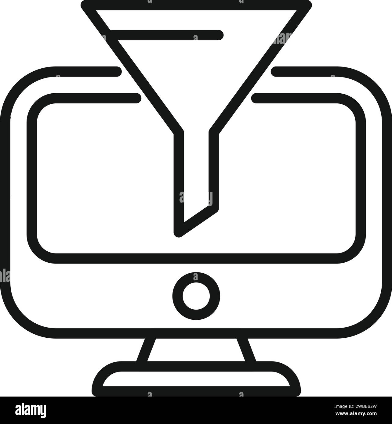 Funnel content filter computer icon outline vector. Clever flow ...