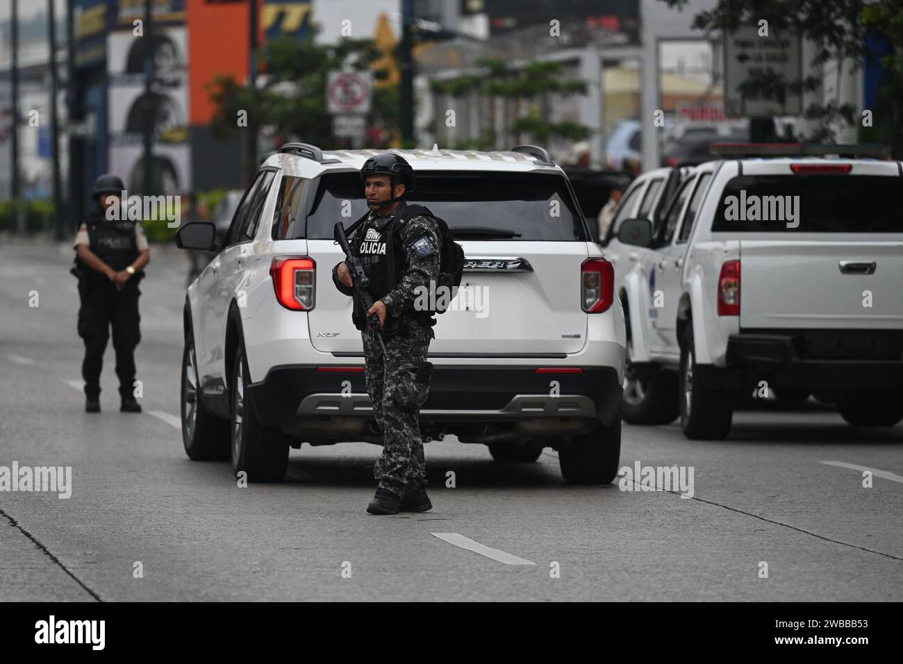 Guayaquil, Ecuador. 09th Jan, 2024. Police officers are deployed at the ...