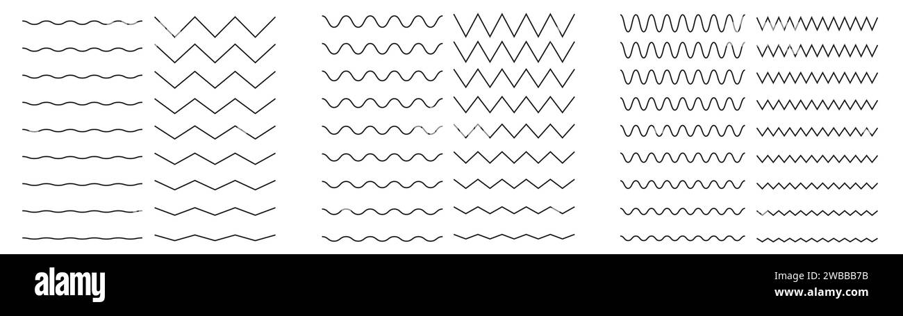Horizontal zigzag wavy lines monochrome Stock Vector Images - Alamy