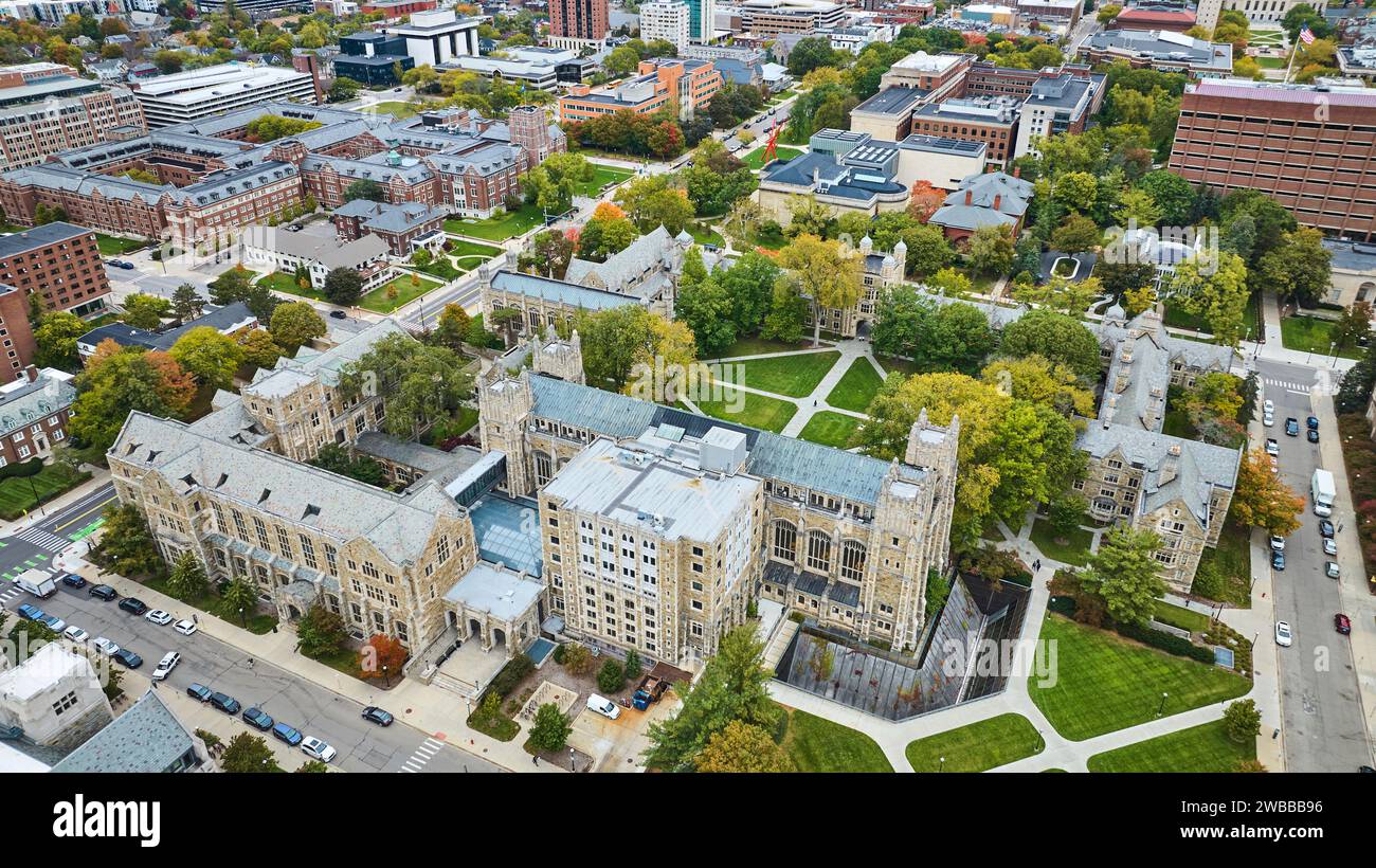 Aerial View of Gothic University Campus in Michigan Stock Photo - Alamy