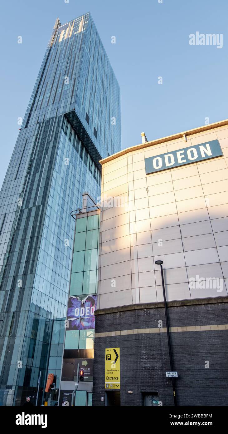 Manchester Beetham Tower next to the Odeon Cinema of the Great Northern ...