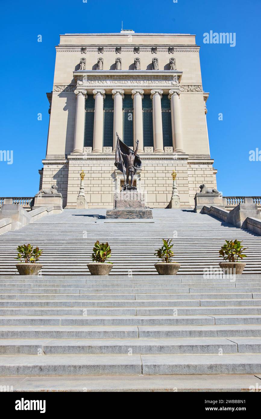 Neoclassical Monument with Bronze Statue, Indianapolis Plaza Steps ...