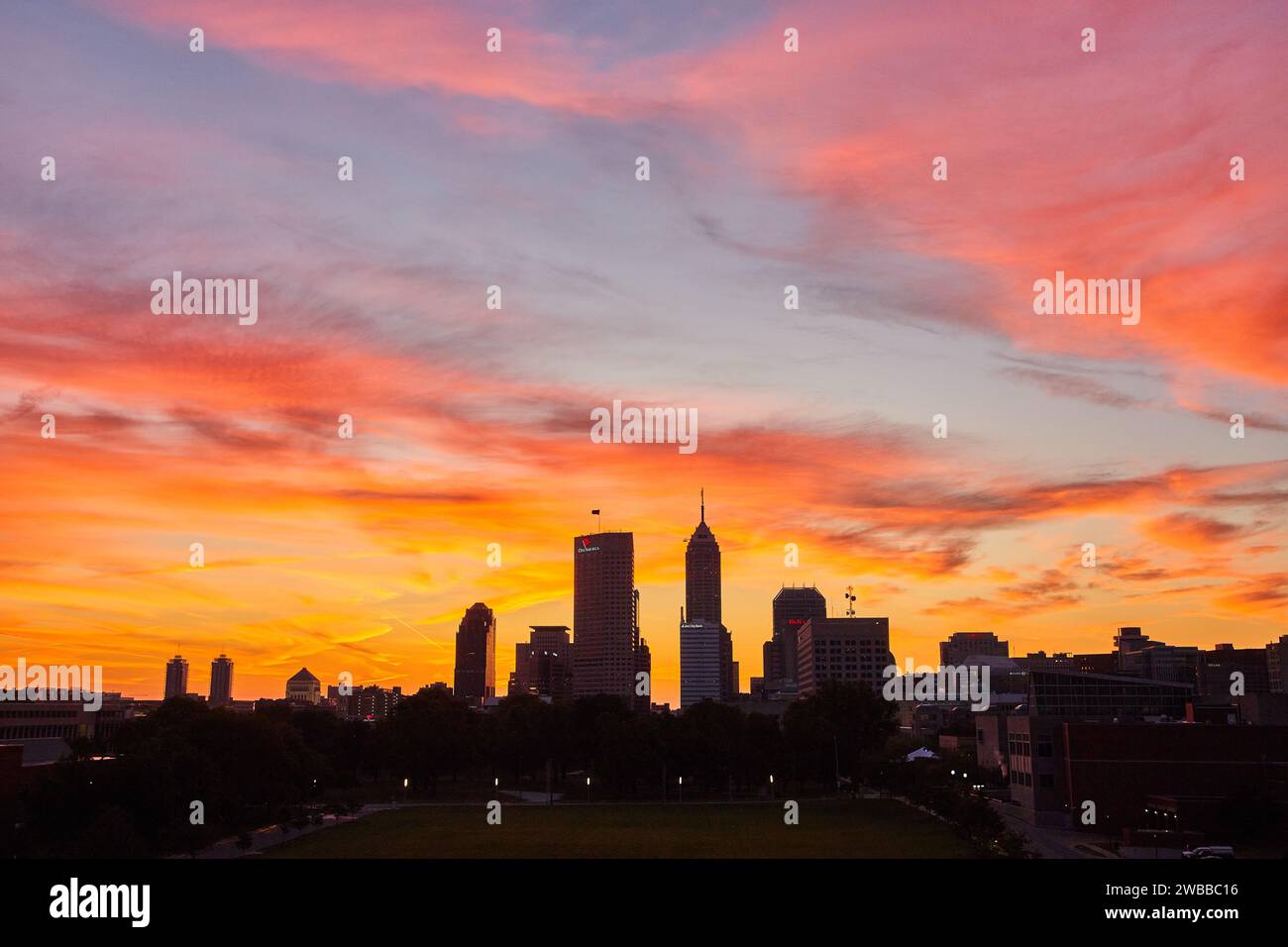 Indianapolis Sunset Skyline from Elevated Vantage Point Stock Photo - Alamy