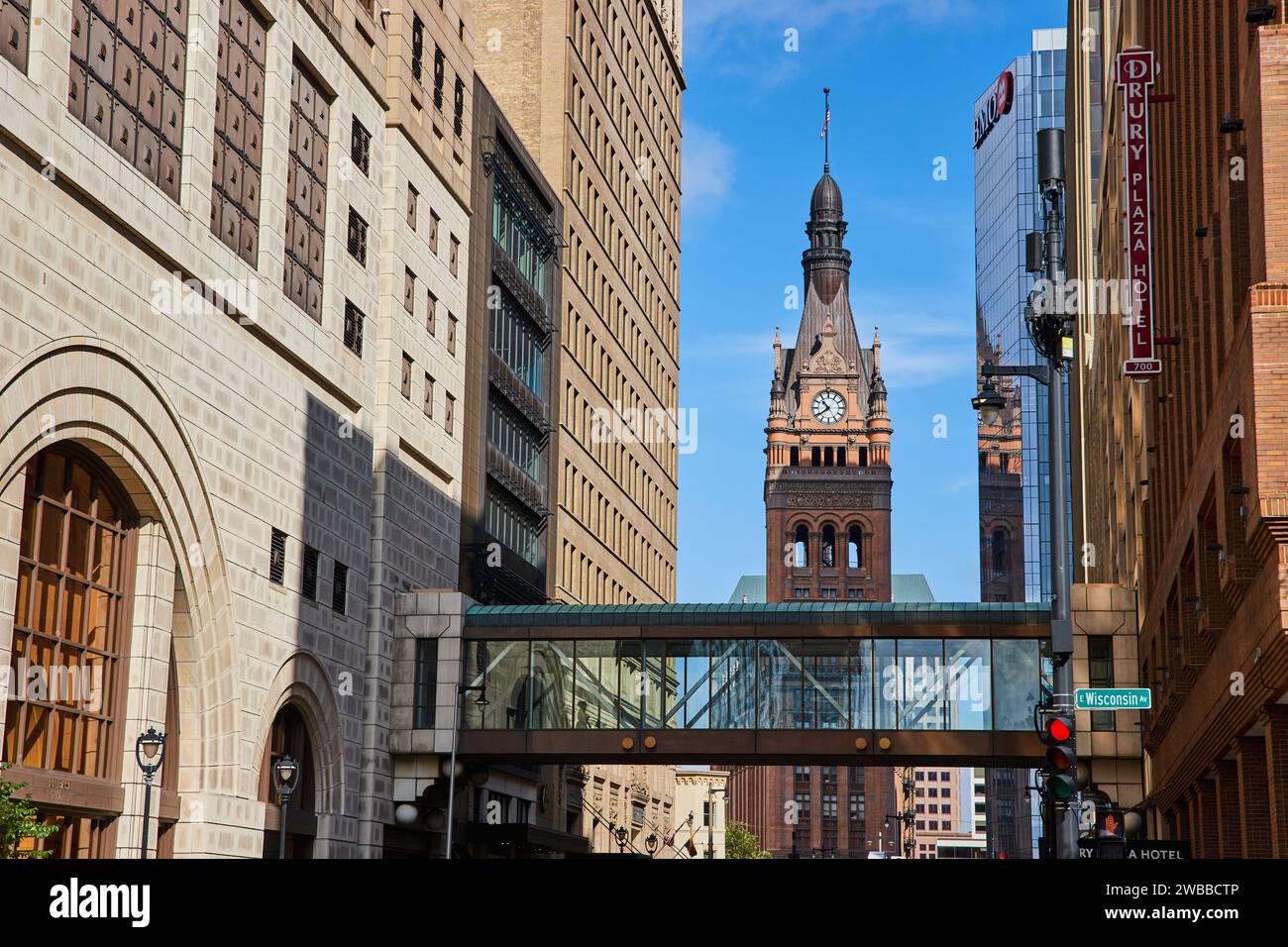 Milwaukee Downtown Blend of Historic and Modern Architecture Stock ...