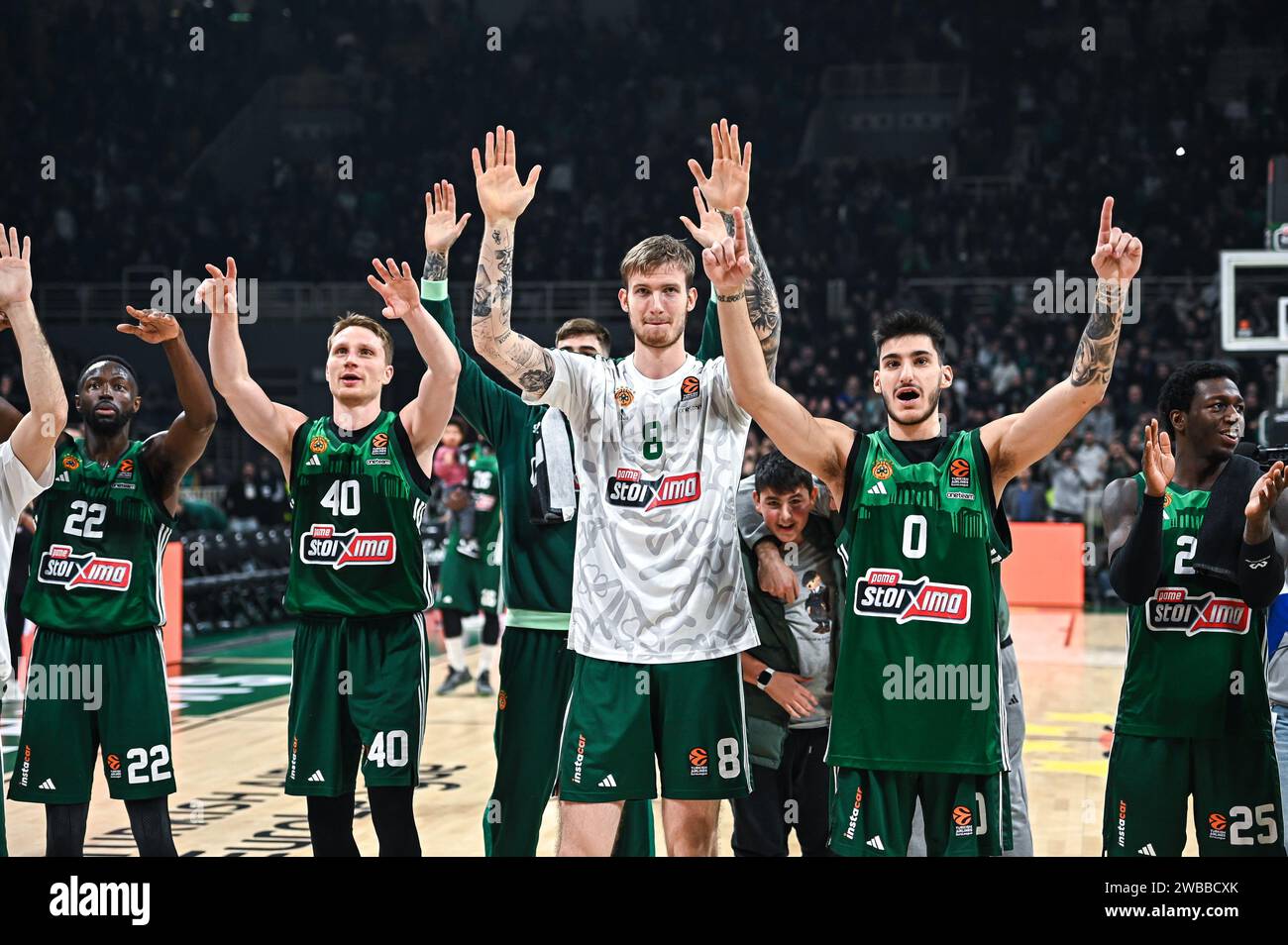 Athens, Greece. 09th Jan, 2024. Players of Panathinaikos AKTOR Athens ...