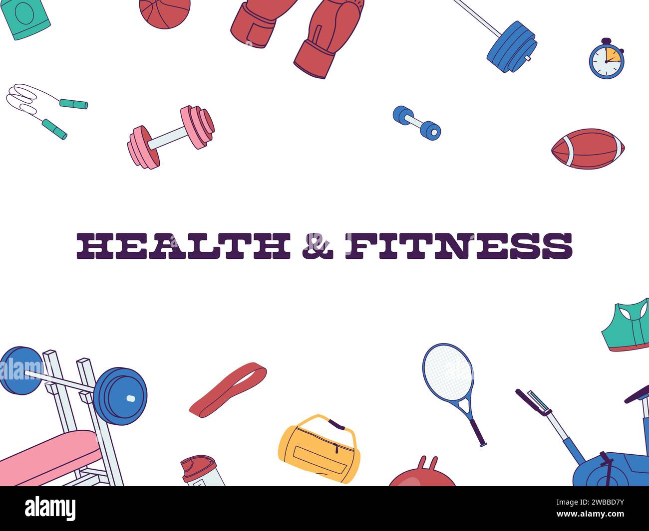 Sport equipment frame. Cartoon sport equipment banners, cartoon ...