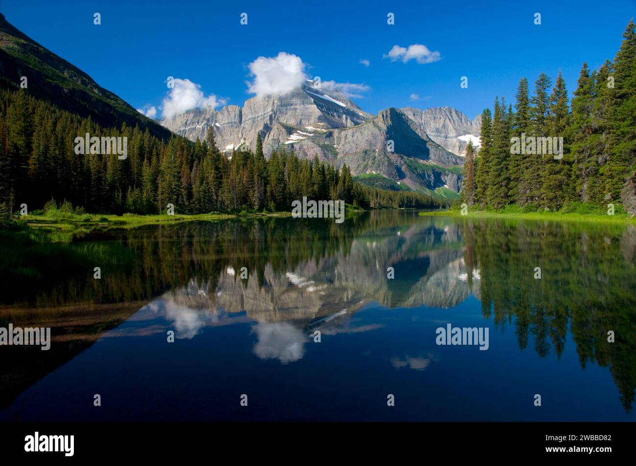 Lake Josephine to Mt Gould, Glacier National Park, Montana Stock Photo ...