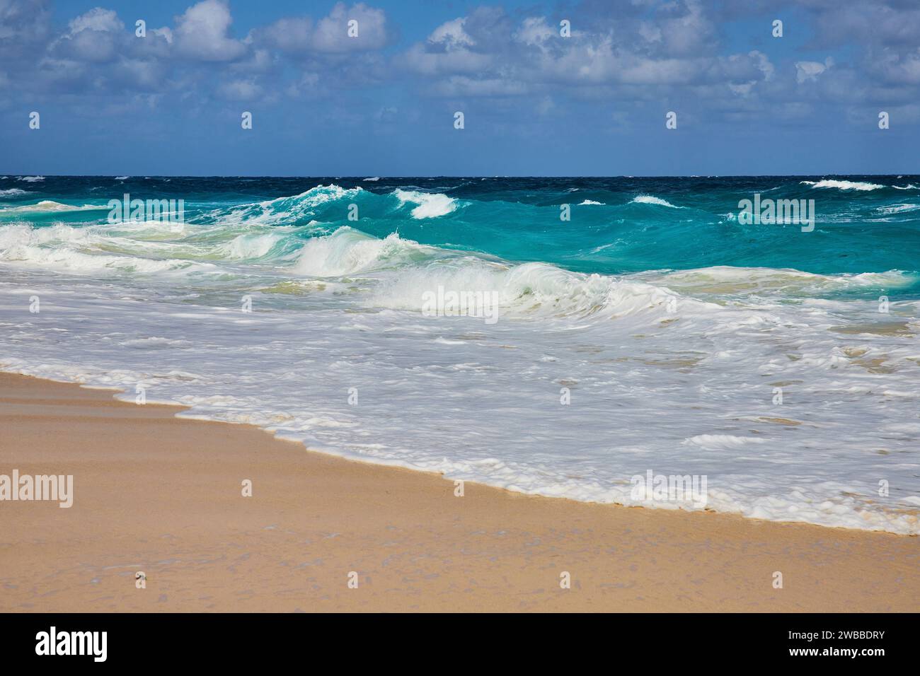 Turquoise Ocean Waves and Golden Sands on Bahamas Beach Stock Photo - Alamy