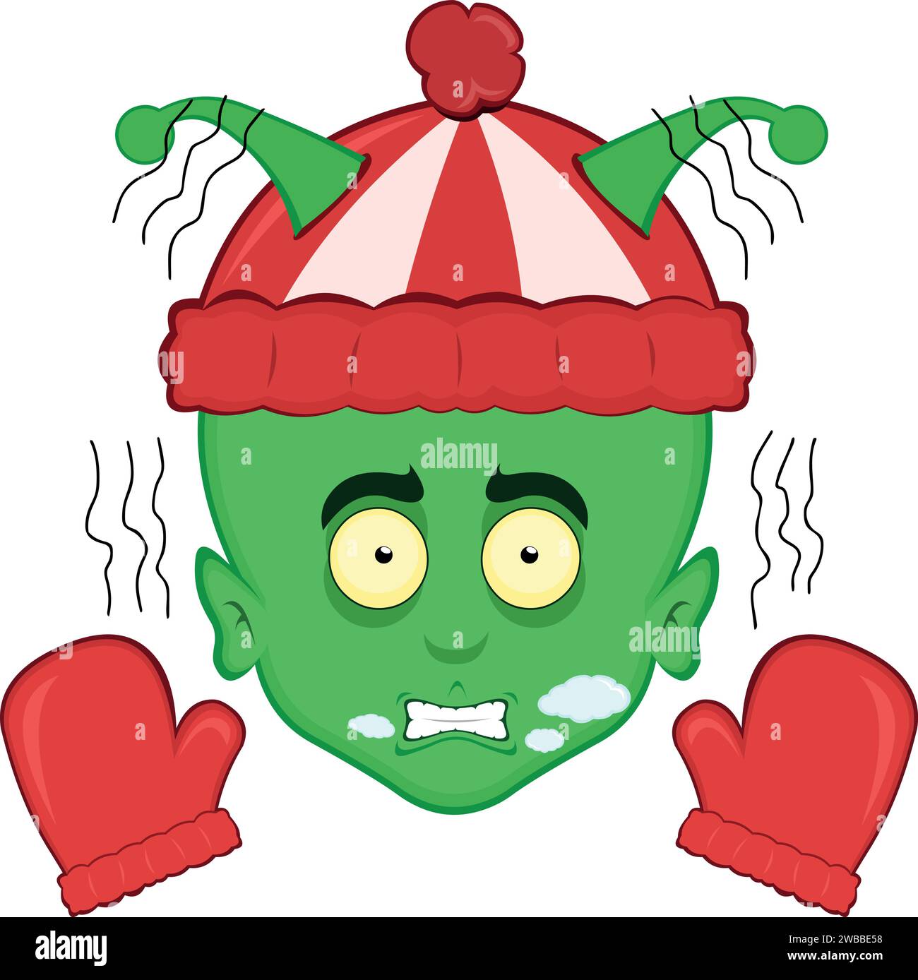 vector illustration face alien or extraterrestrial cartoon, shivering ...
