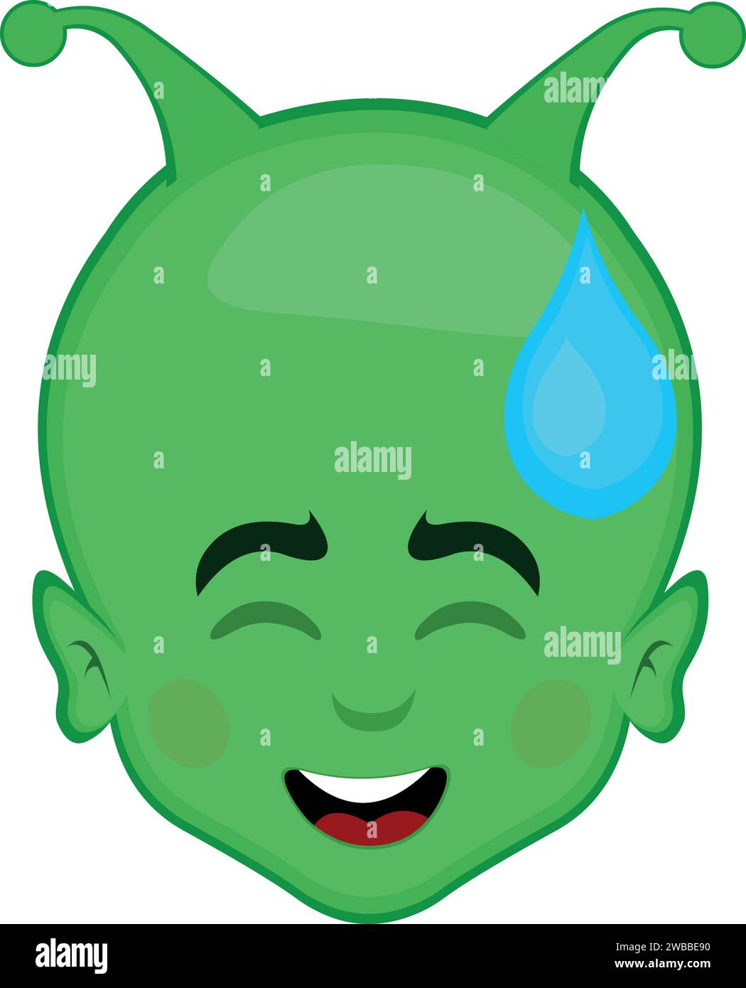 vector green alien et head cartoon expression shame drop sweat Stock ...