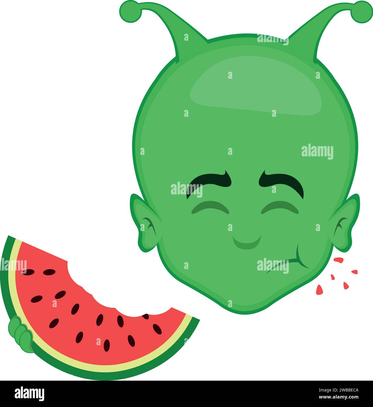 vector illustration face alien or extraterrestrial cartoon eating a ...