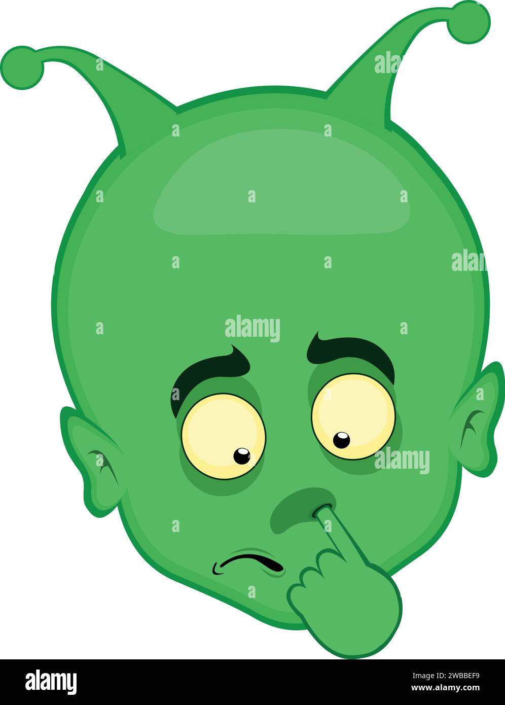 vector green alien et head cartoon hand finger picking nose Stock ...