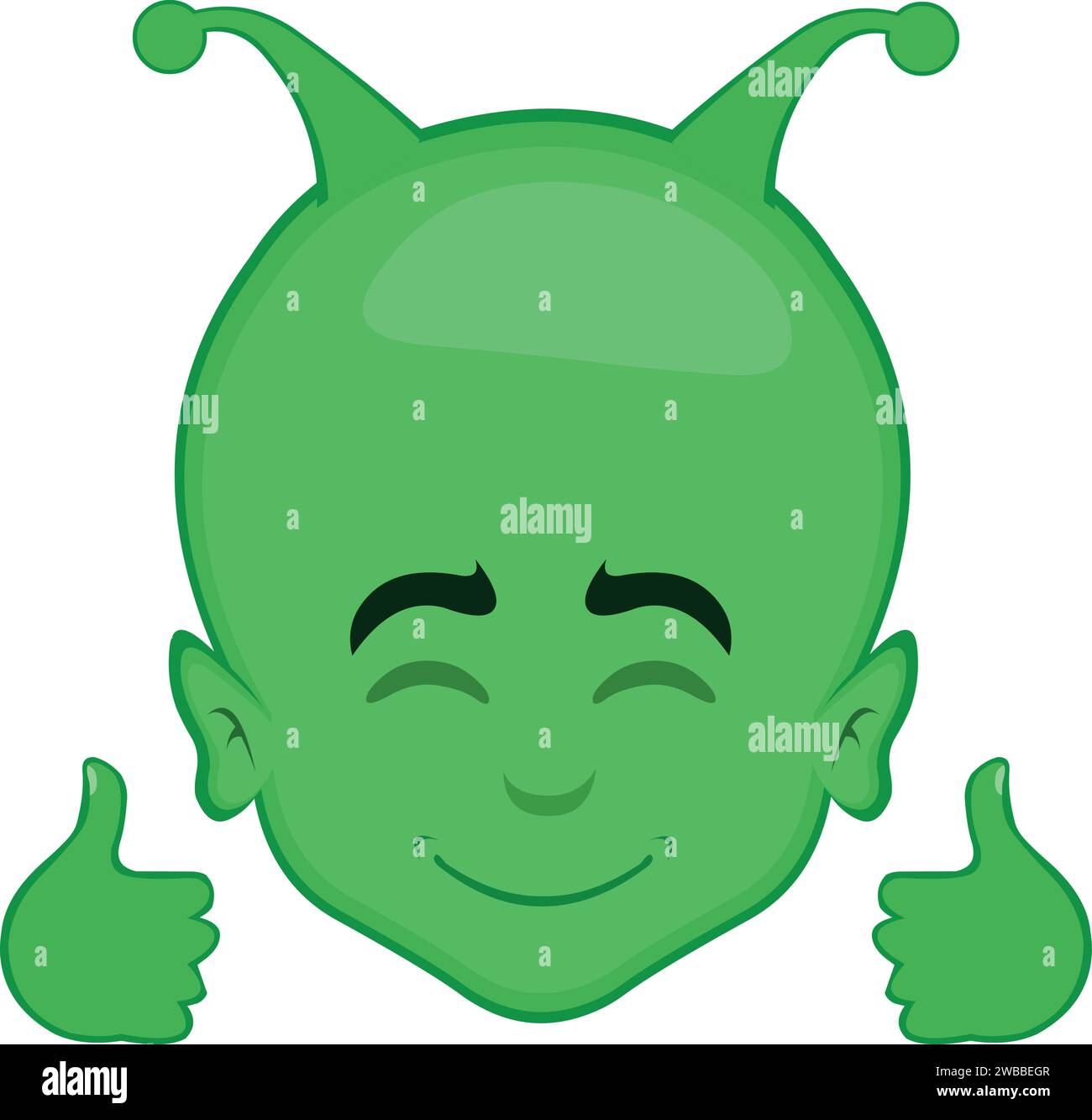 vector green alien et head cartoon hands thumb up Stock Vector Image ...