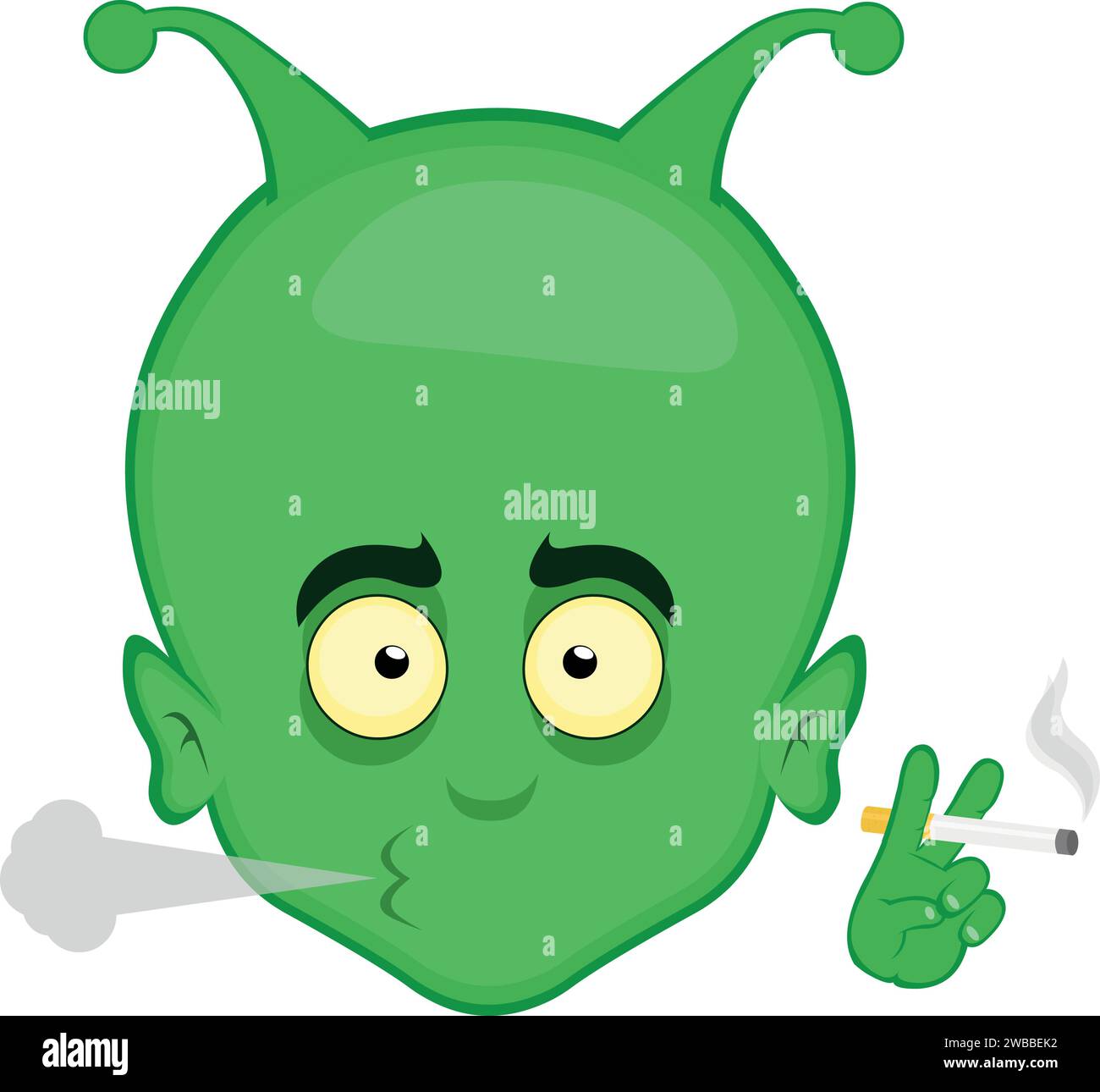 vector green alien et head cartoon smoking cigarette Stock Vector Image ...