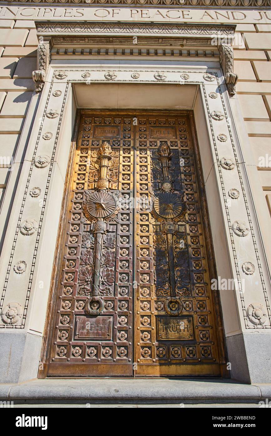 Grand Ornate Justice Door with Golden Relief Designs Stock Photo - Alamy
