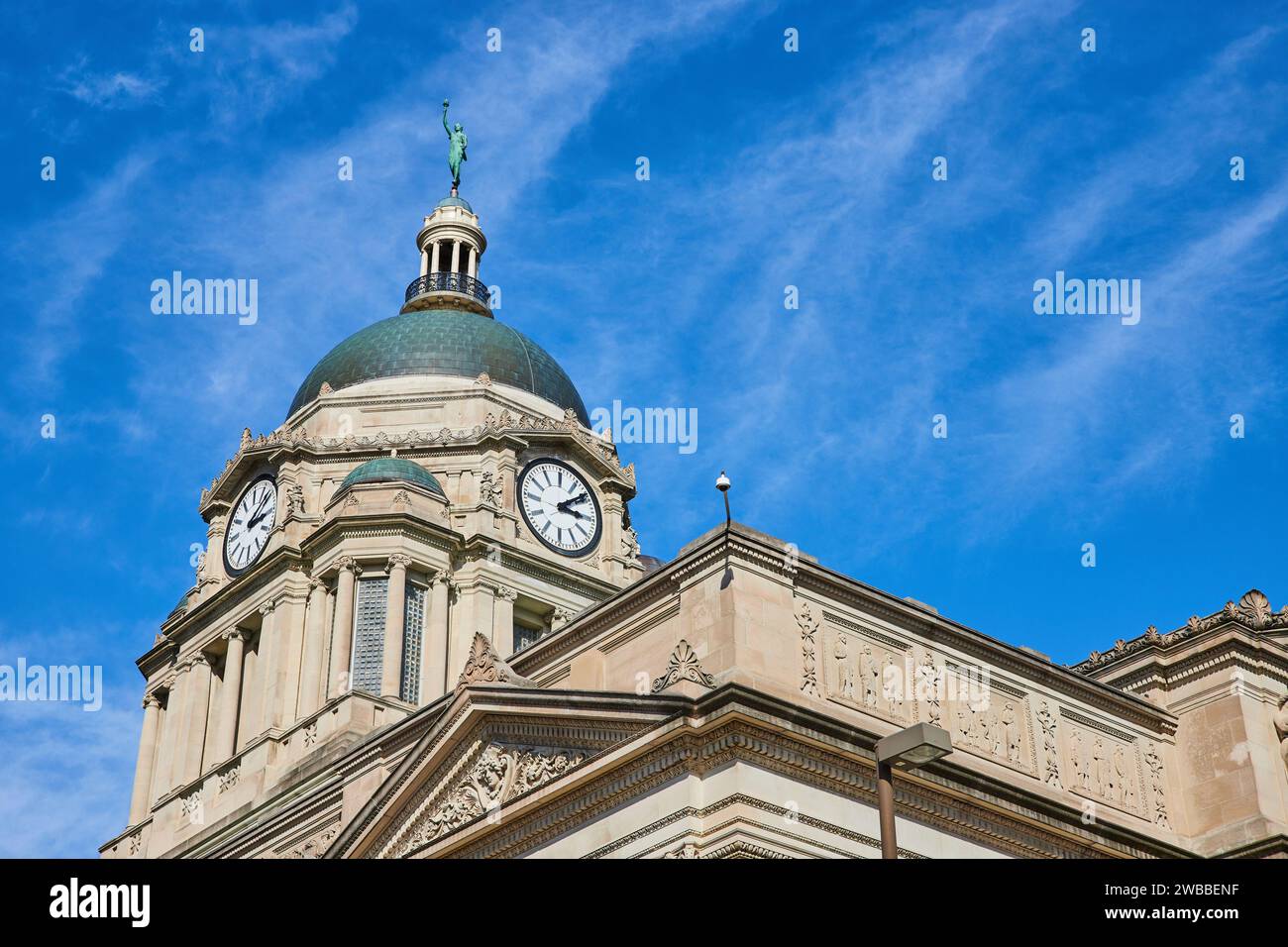 Classical Courthouse Clock Tower Against Blue Sky Stock Photo - Alamy