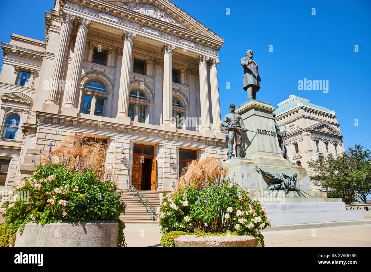 Neoclassical Courthouse with Bronze Statue, Indianapolis Stock Photo ...