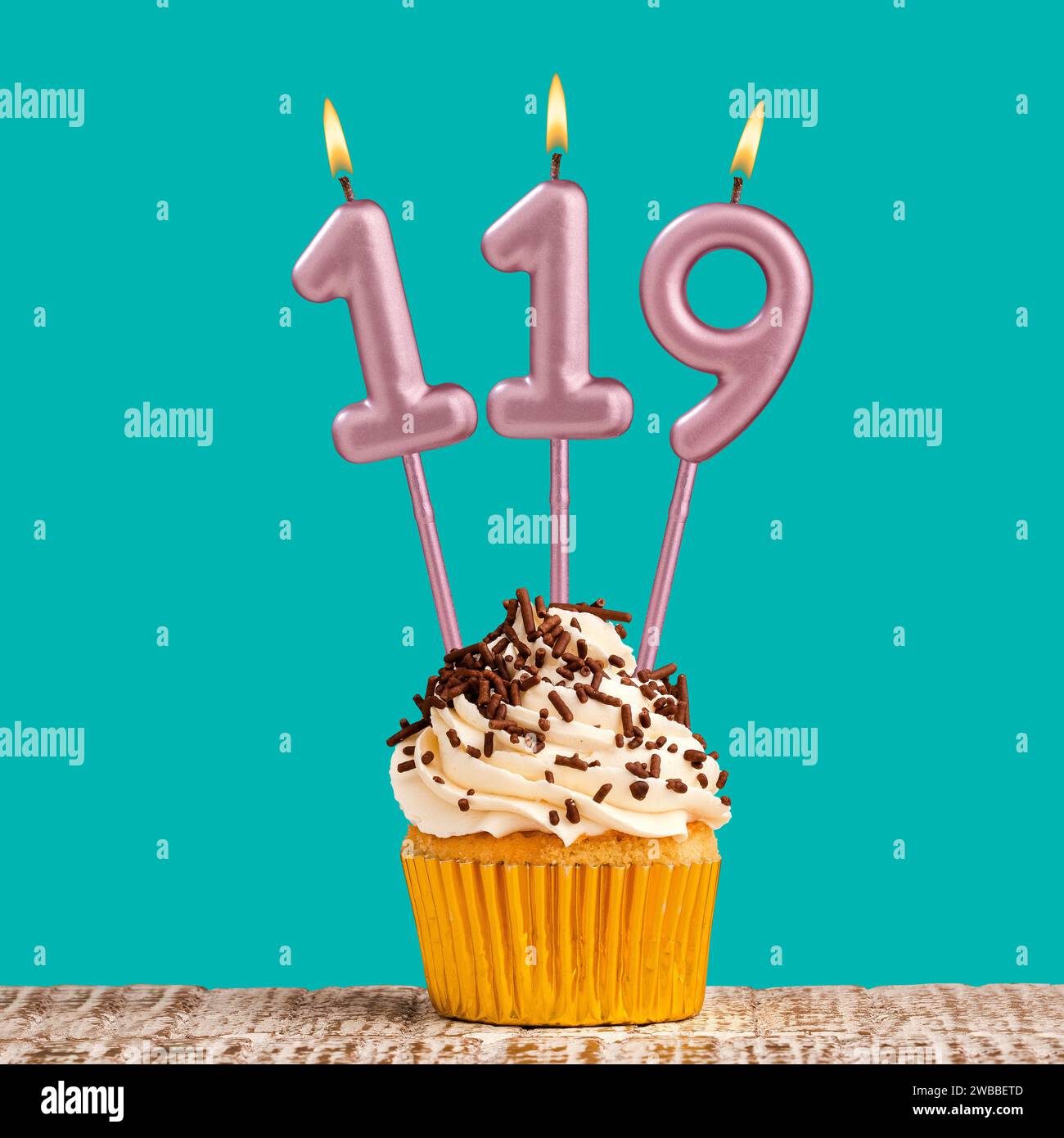 Birthday candle number 119 - Aquamarine card design Stock Photo - Alamy