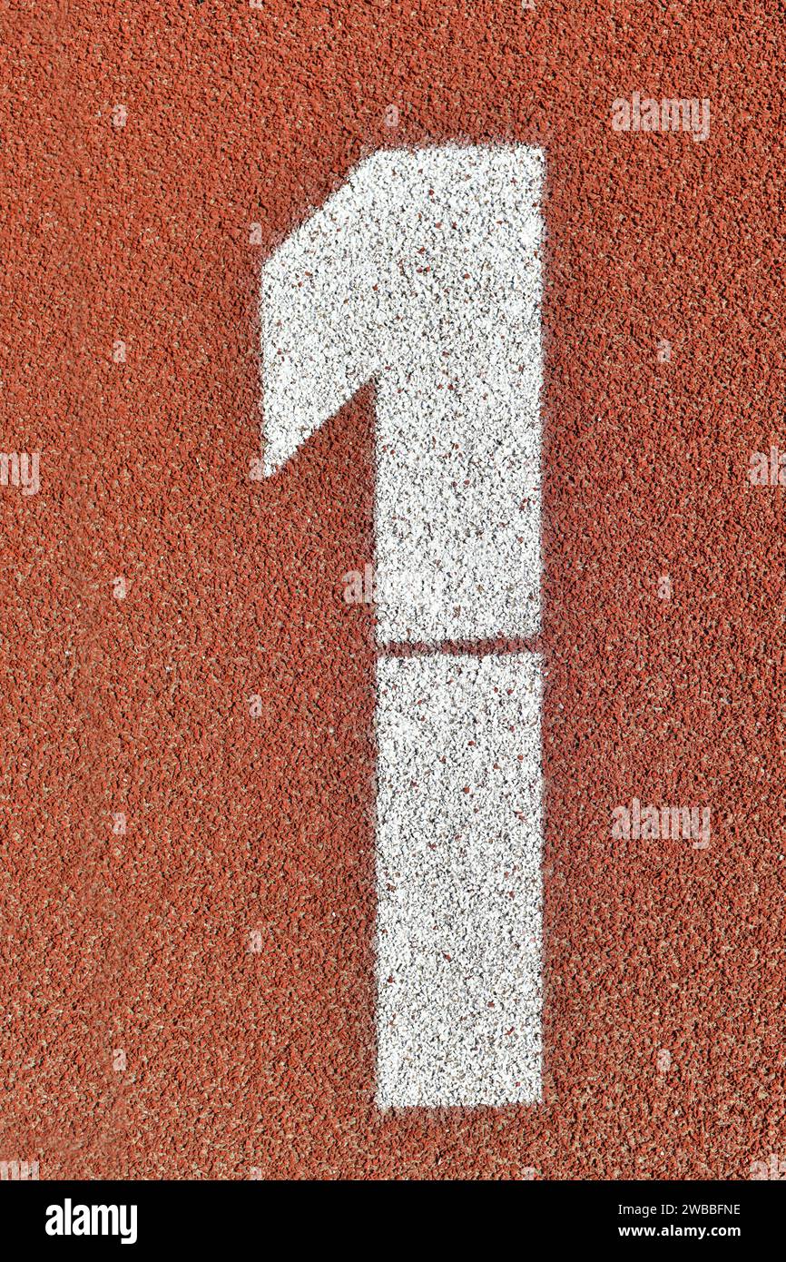 Number one on a red runway is numbered at a stadium Stock Photo - Alamy
