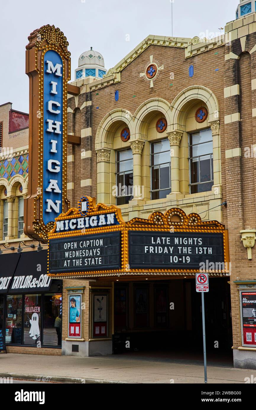 Michigan Theater Marquee and Architecture, Daytime Street View Stock ...