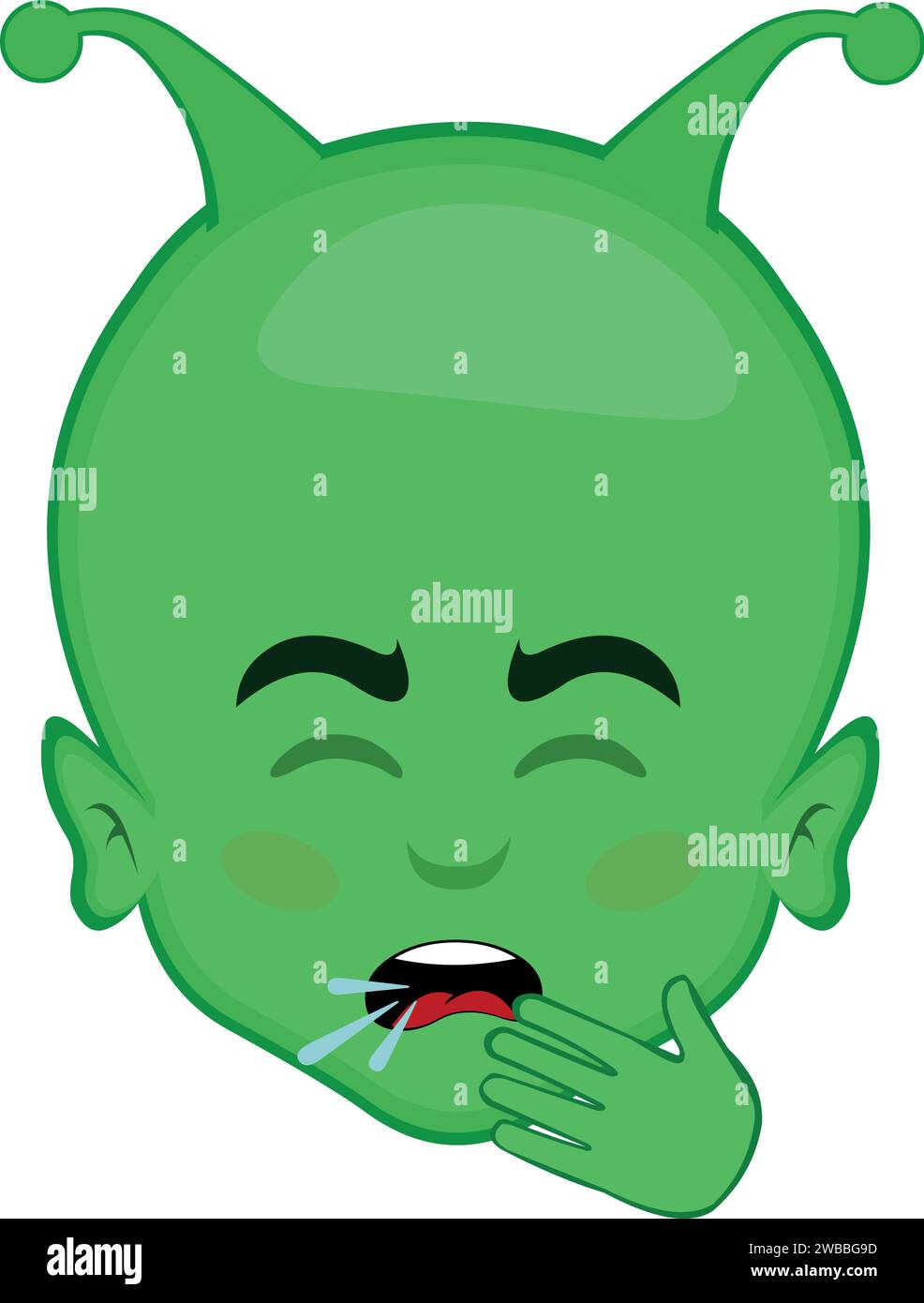 vector illustration face alien or extraterrestrial cartoon coughing ...