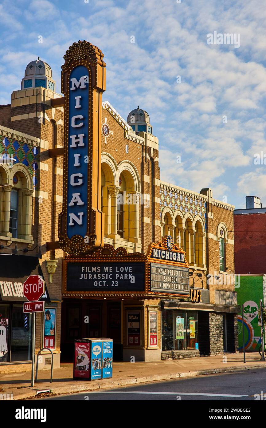 Michigan Theater Marquee and Vibrant Street Scene, Ann Arbor Stock ...