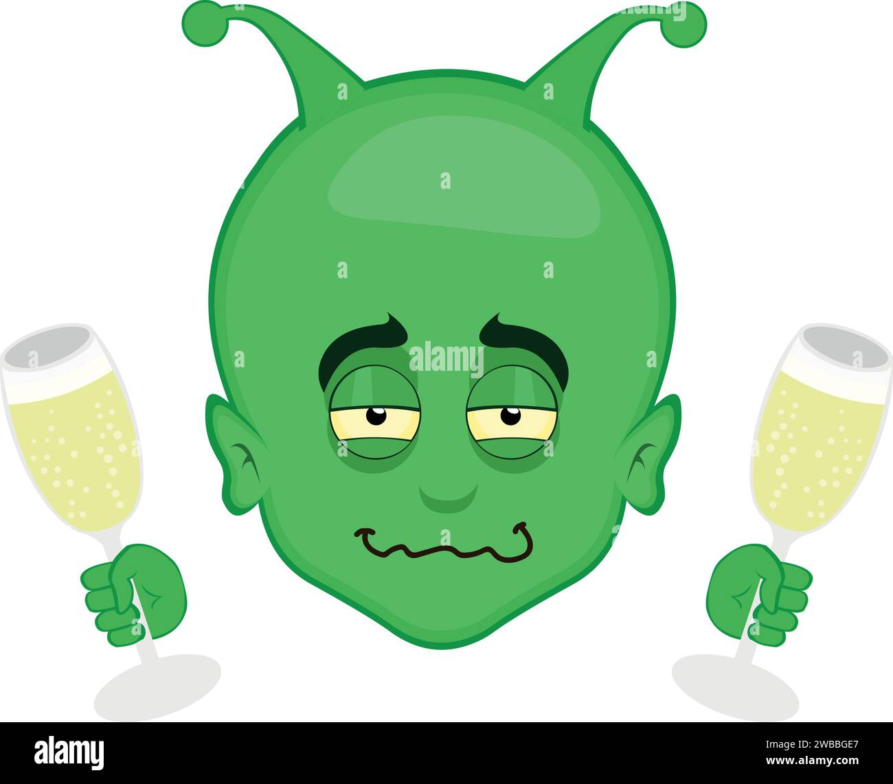vector illustration face drunk alien or extraterrestrial cartoon with ...