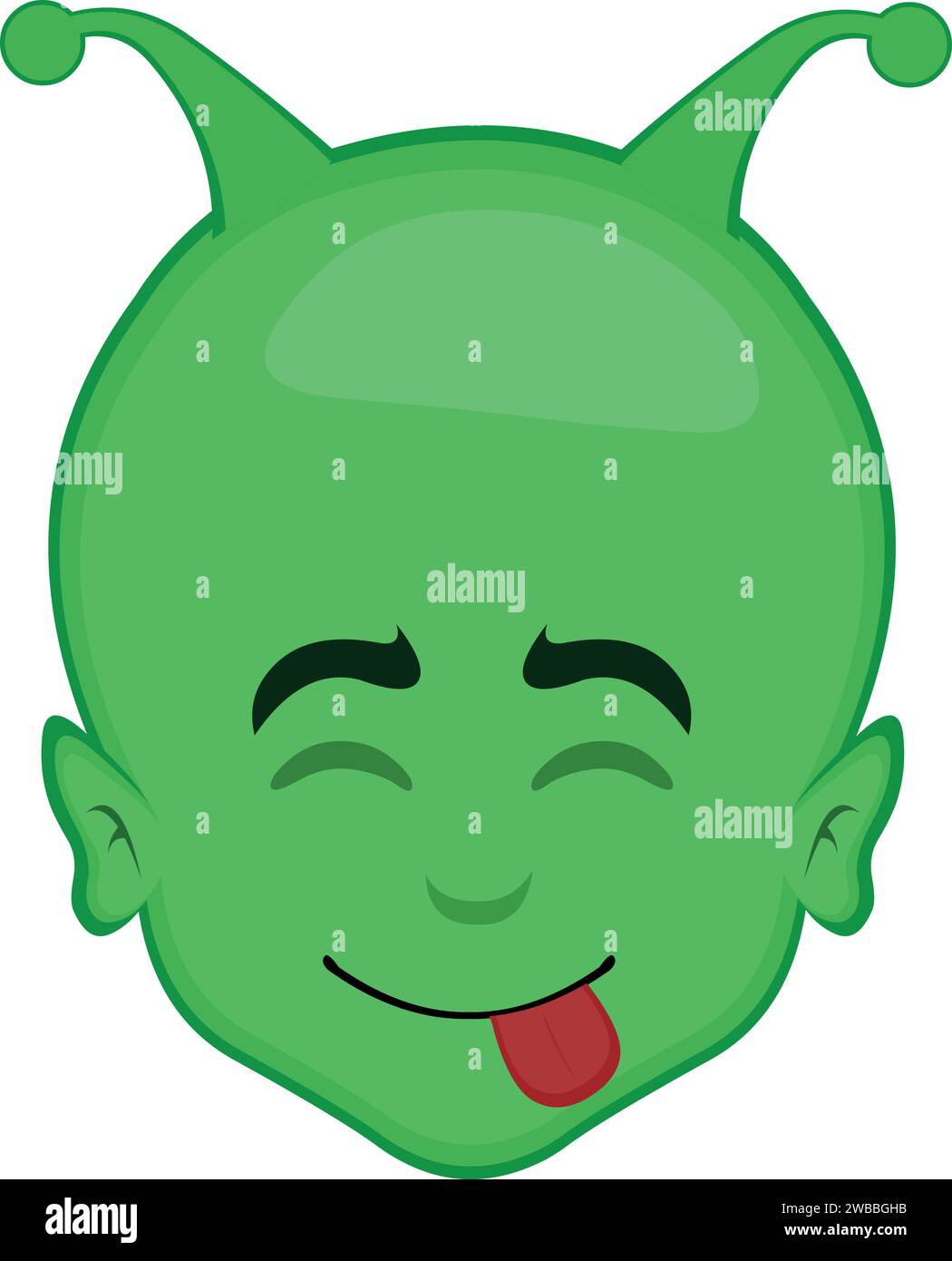 vector green alien et head cartoon yummy expression Stock Vector Image ...