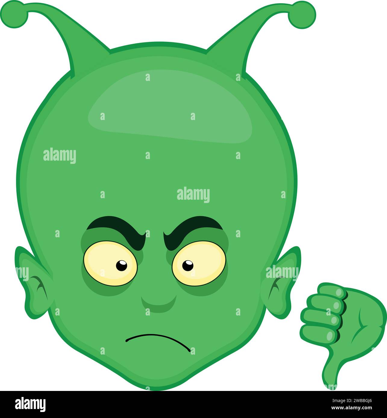 vector green alien et head cartoon hand thumb down Stock Vector Image ...