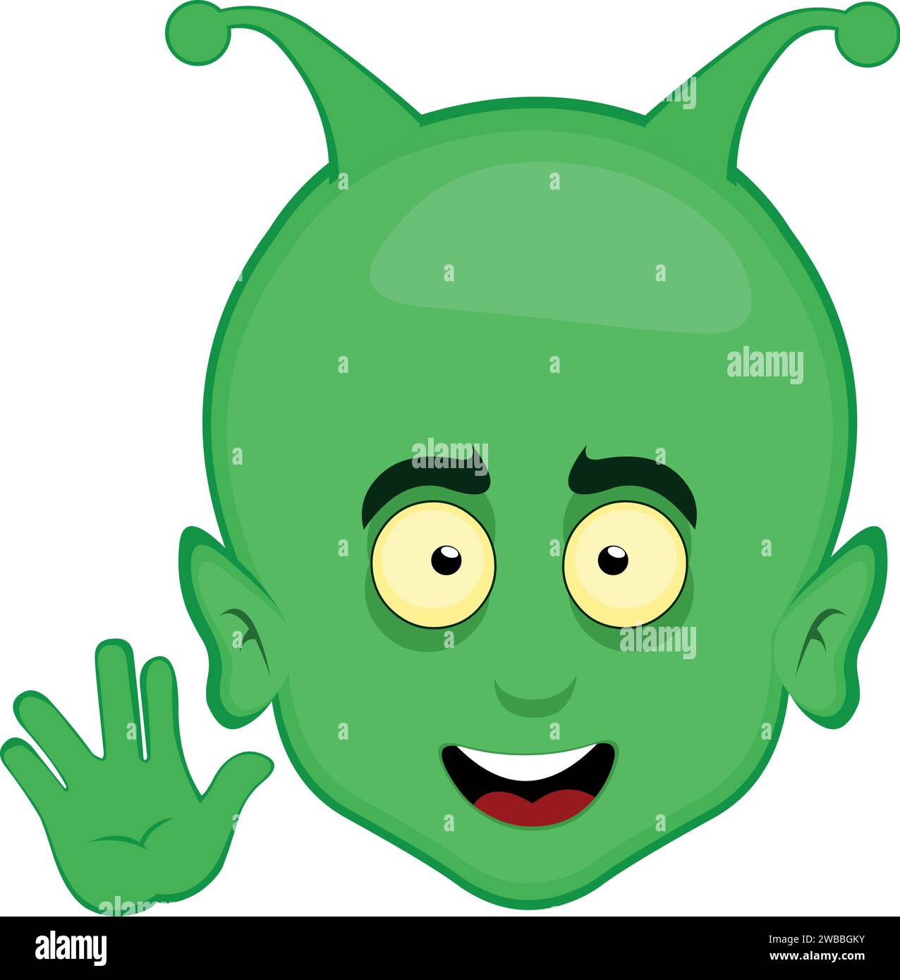 vector green alien et head cartoon hand vulcan salute Stock Vector ...