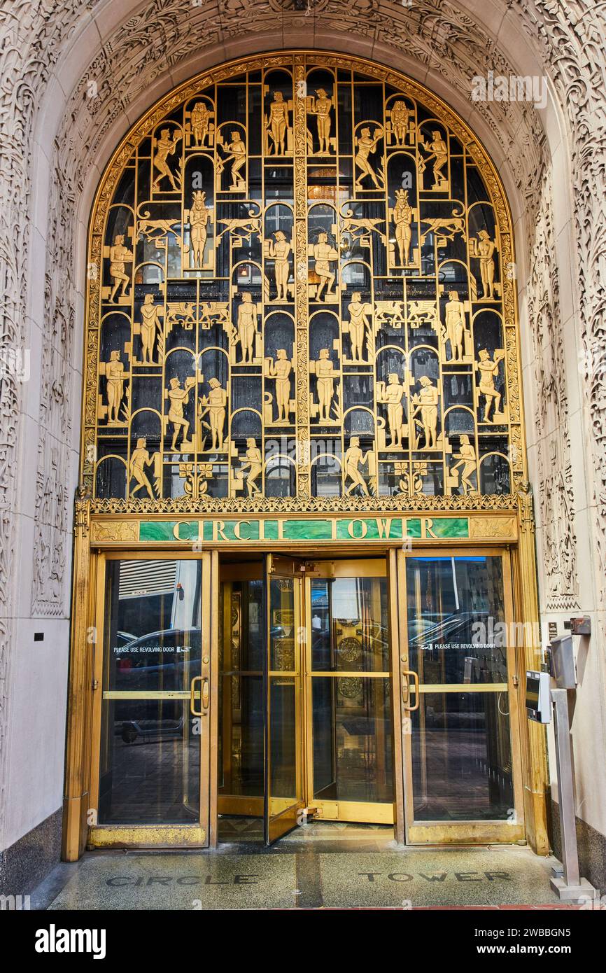 Art Deco Golden Entrance at Circle Tower, Indianapolis Stock Photo - Alamy