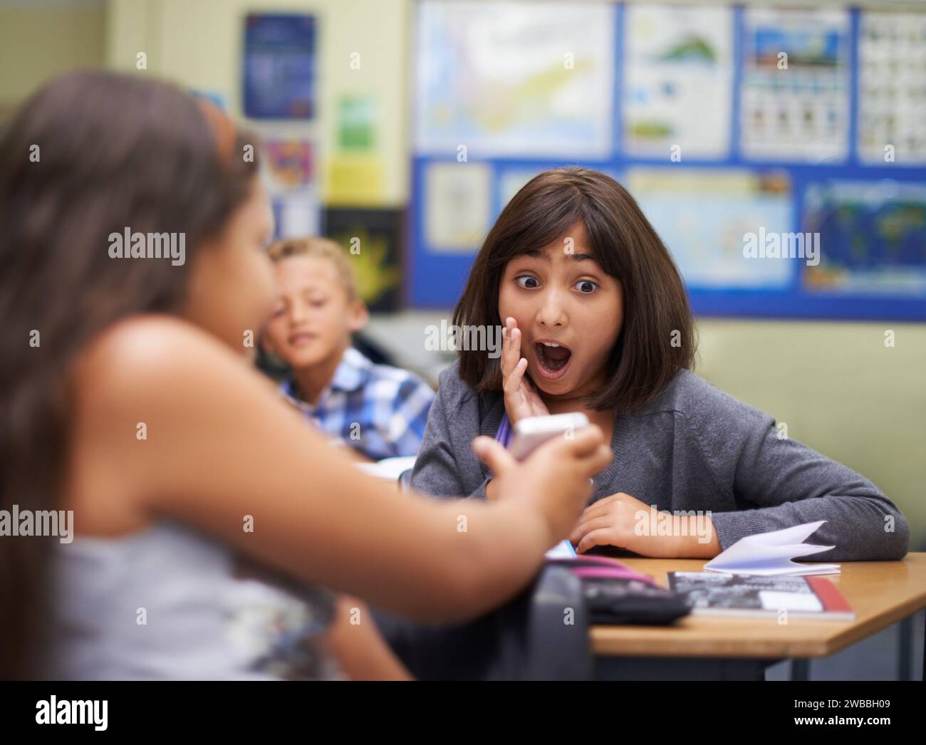 High school, surprise or girl with a phone for a secret, gossip or rude ...