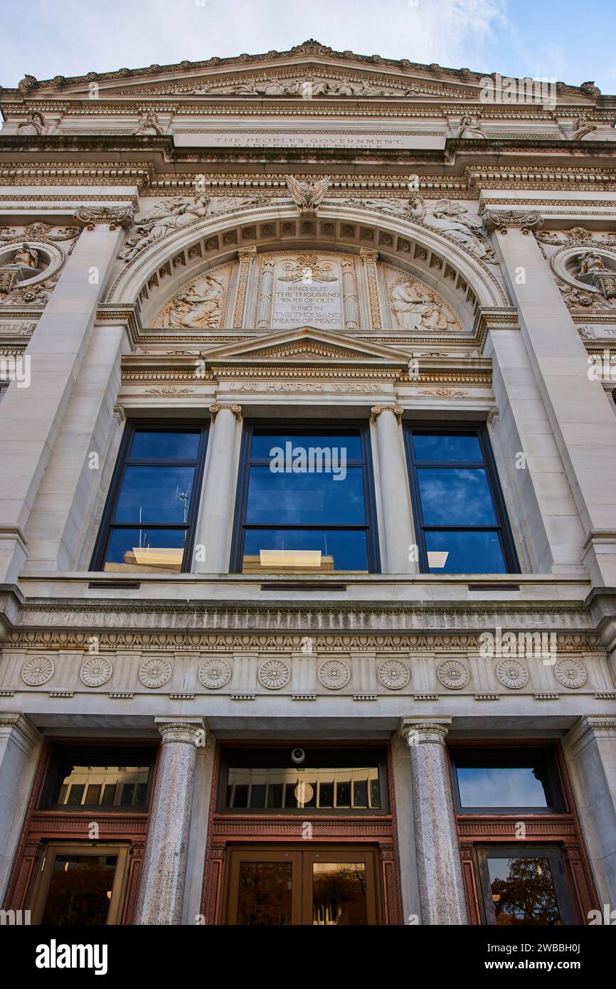 Grand Courthouse Facade with Corinthian Columns, Low Angle Stock Photo ...