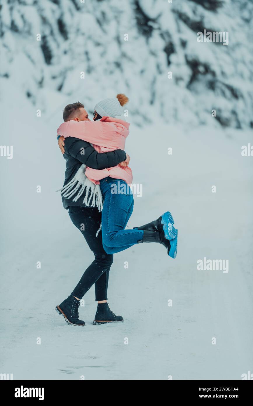 On a snowy Valentine's Day, this romantic couple shares warmth ...