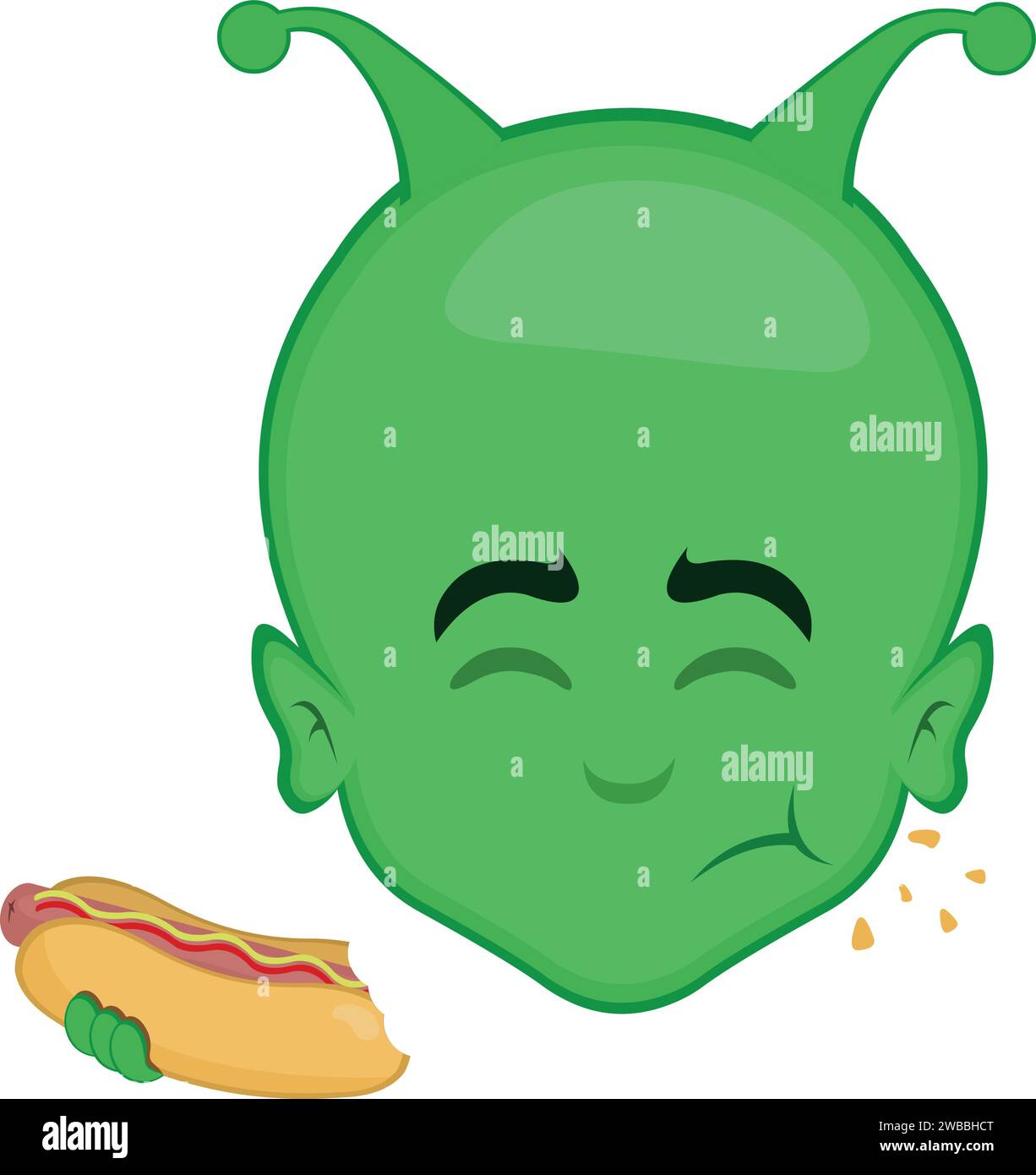 vector illustration face alien or extraterrestrial cartoon eating a hot ...
