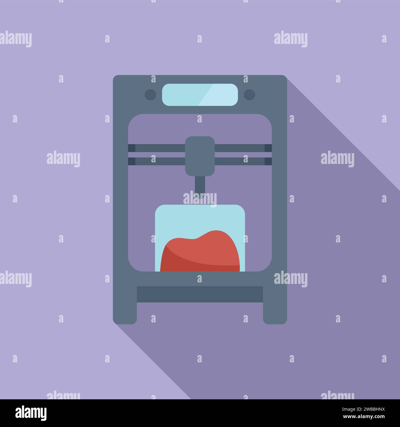 Medical printing icon flat vector. Bioprinting anatomy. Machine human ...