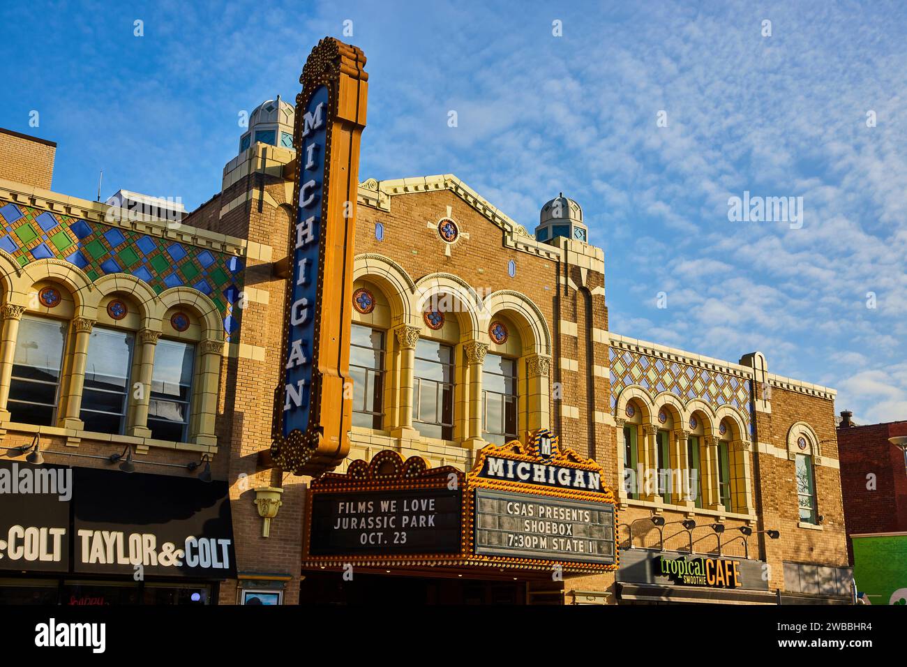 Michigan Theater Marquee in Urban Downtown - Daytime Facade View Stock ...
