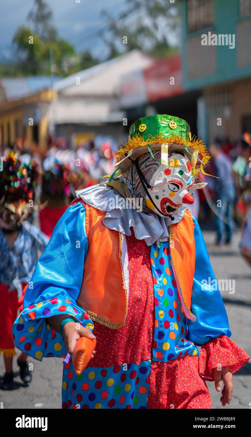 Pillaro, Tungurahua / Ecuador - January 5 2024: Man dressed as a blue ...