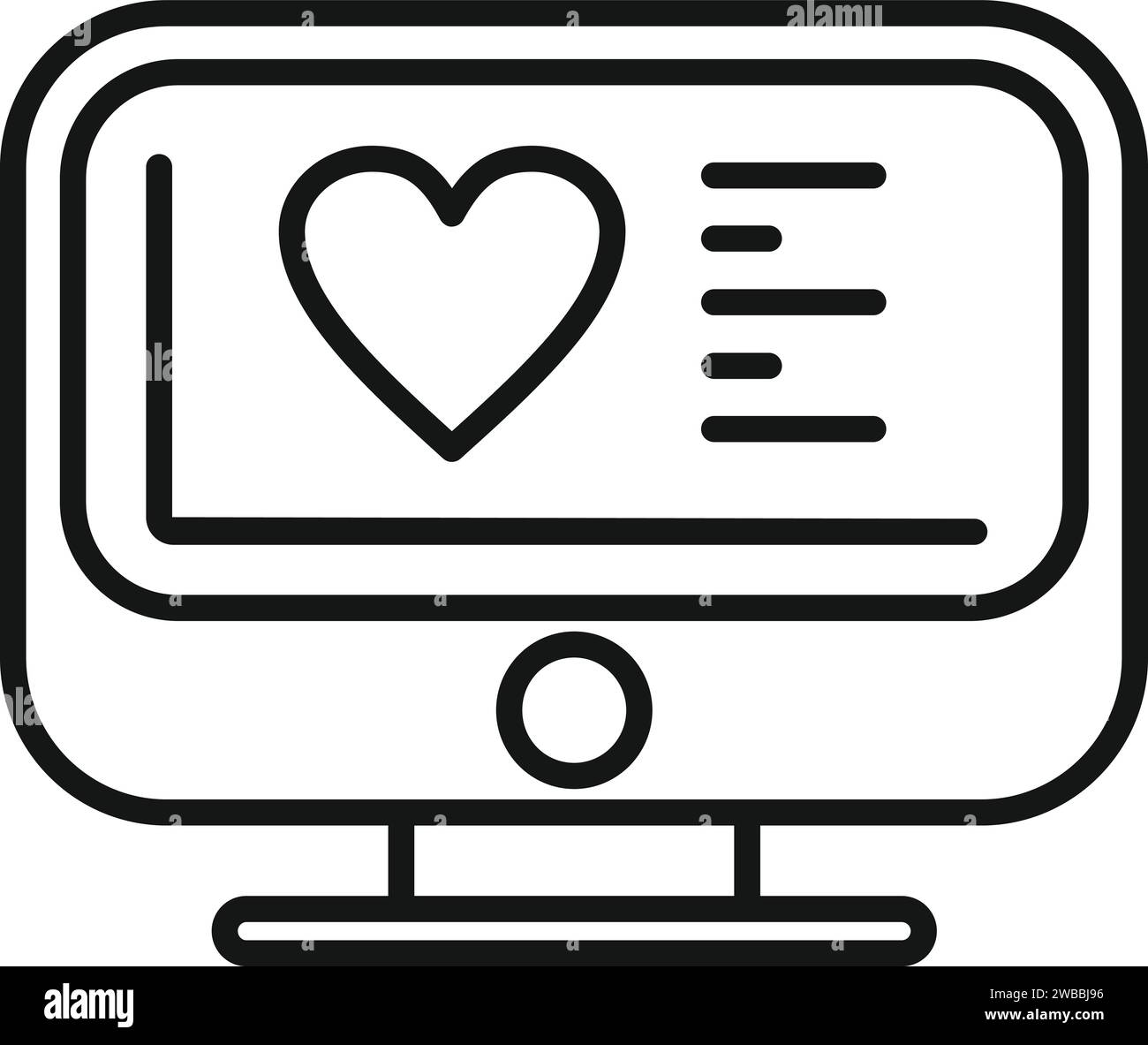 Heart model pc monitor icon outline vector. Medical bioprinting ...
